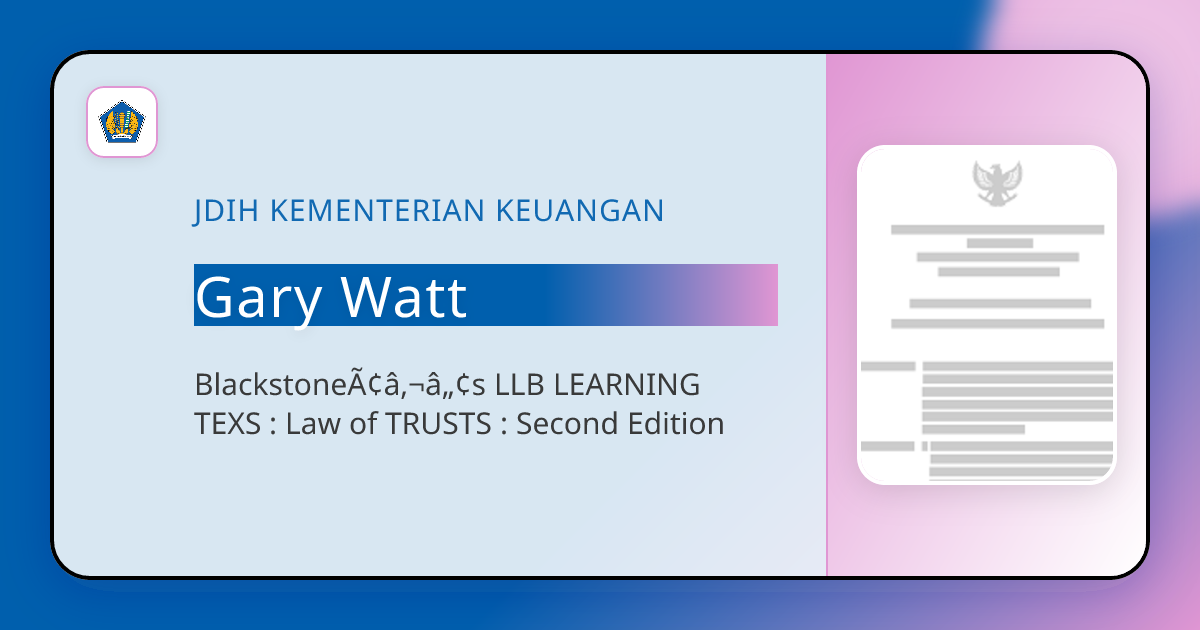 Gary Watt - BlackstoneÃ¢â‚¬â„¢s LLB LEARNING TEXS : Law of TRUSTS ...