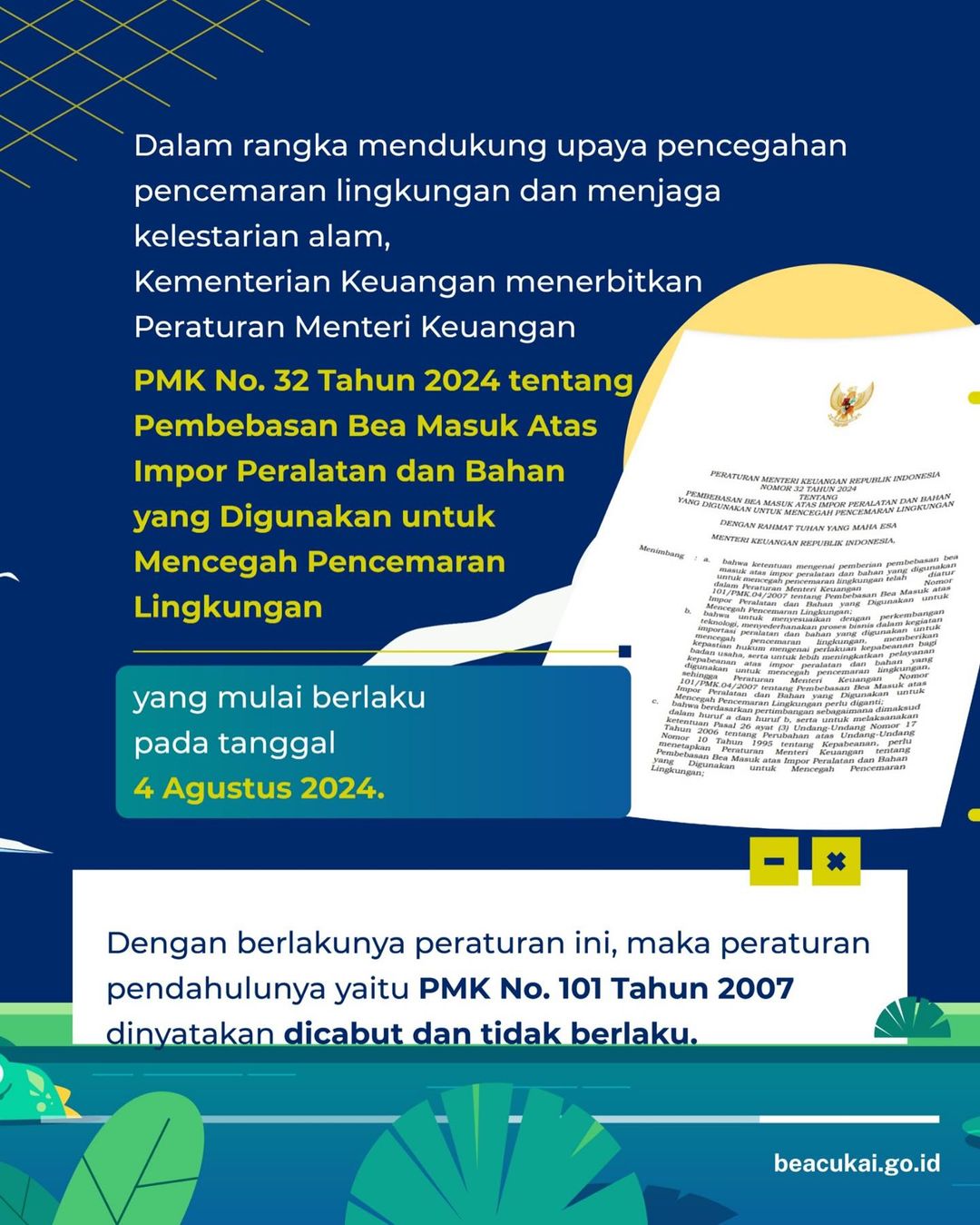 PMK 32 TAHUN 2024 - Pembebasan Bea Masuk atas Impor Peralatan dan Bahan ...